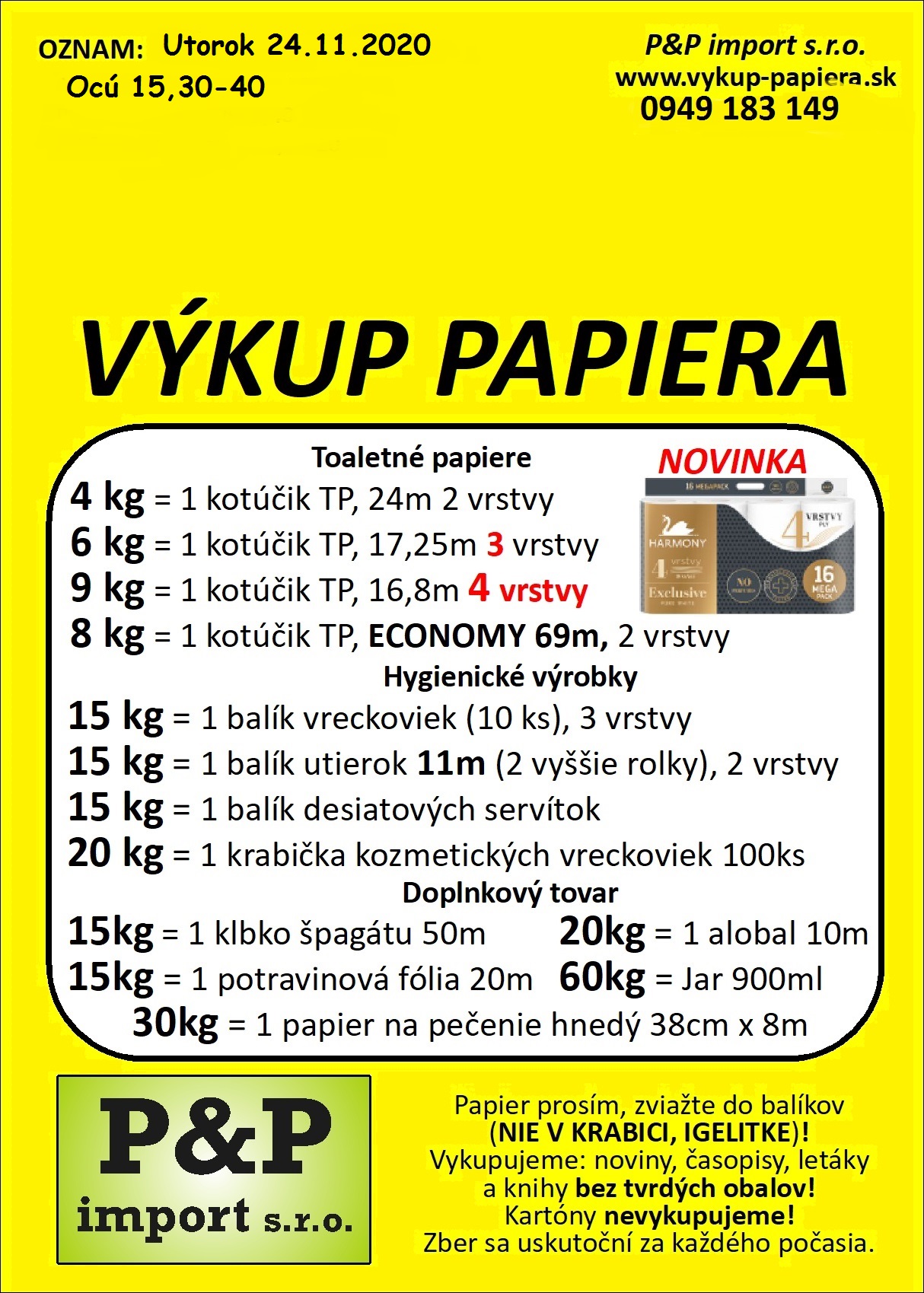 Zber papiera 24.11.2020 – OBECVISNOVE.SK